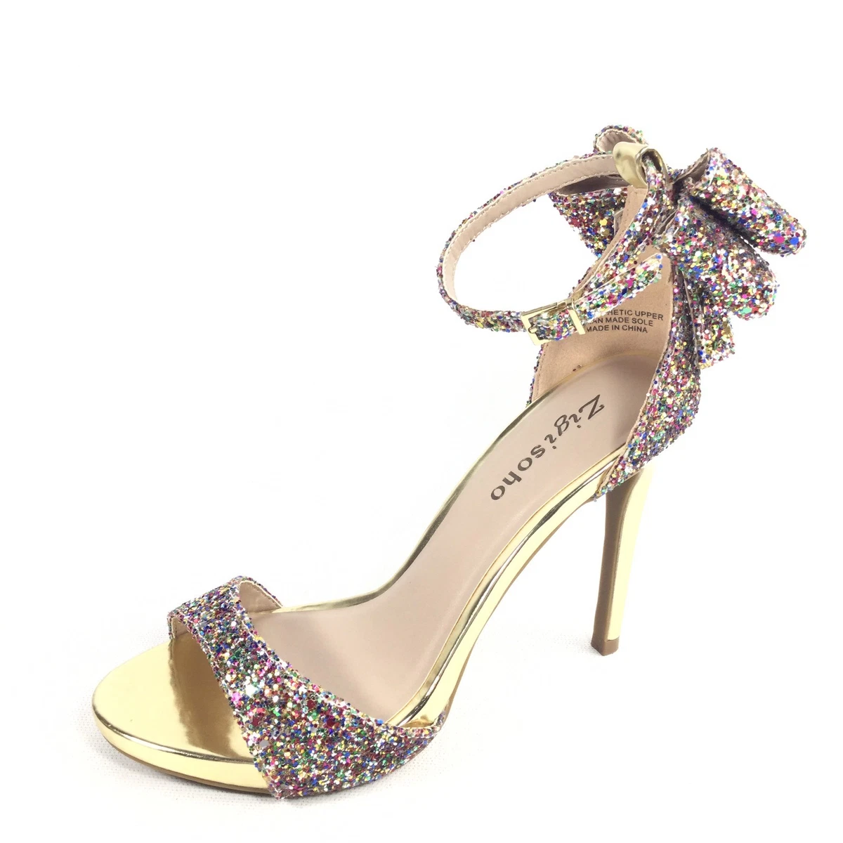 Multi Glitter T Strap Heel