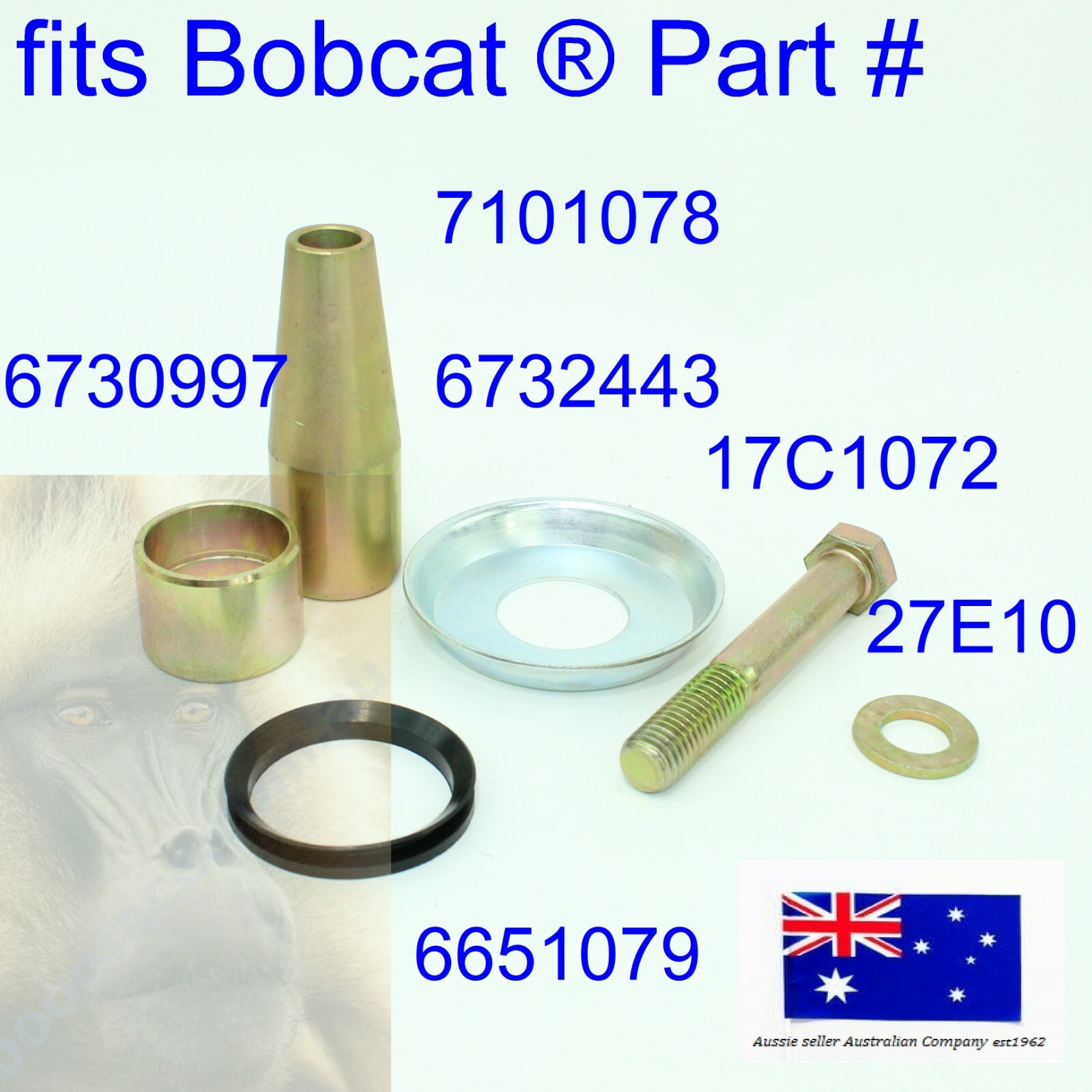 Bobtach Pivot Pin Bush Kit fits Bobcat 7101078 6730997 S185 S205 S450 ...