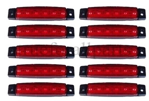 10x 12V Red 6 SMD LED Side Markers Lights Truck Lorry Trailer Bus Van ...