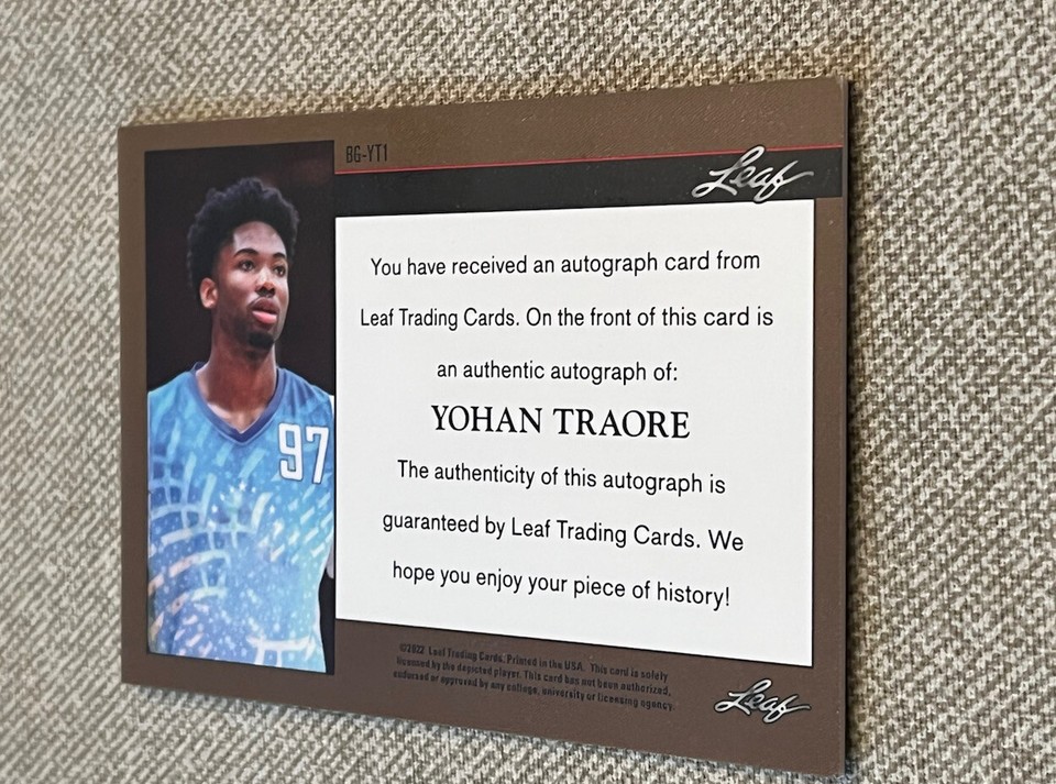 YOHAN TRAORE 2021-22 Leaf Memories Autograph #7/20 AUBURN TIGERS UCSB ...
