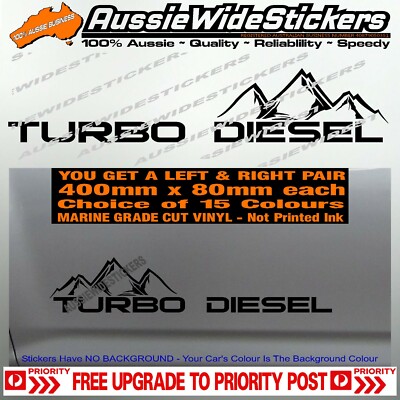 TURBO DIESEL MOUNTAIN INTERCOOLED 4x4 Guard Doors Custom sticker x2 ...