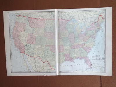 1907 MAP of UNITED STATES OF AMERICA USA, Original Engraving, George ...