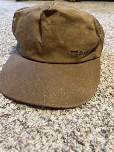 Vintage Filson Tin Cloth Waxed Leather Strapback Cap Hat OS Made in USA ...