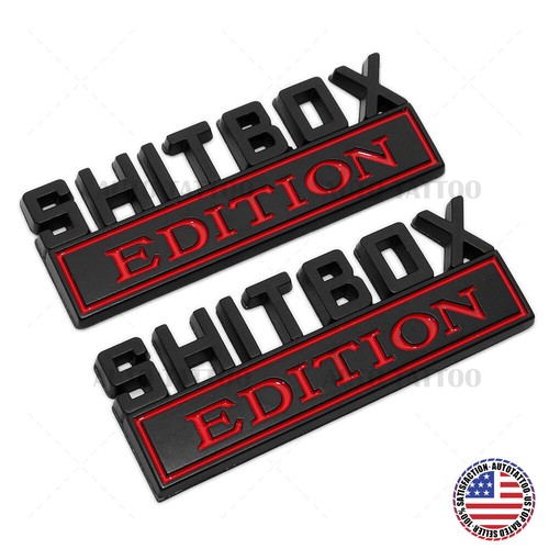2Pcs ShitBox Edition 3D Car Truck Emblem Funny Badge Sticker Decal ...
