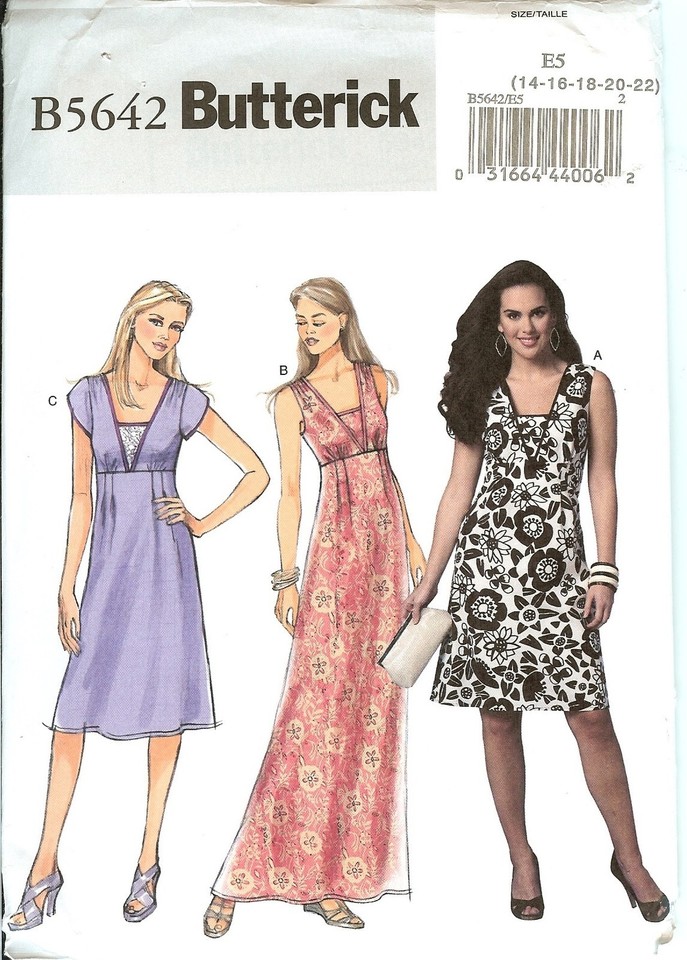 OOP Butterick Sewing Pattern Misses Dress Plus Size 14 - 20 or 14 -22 ...
