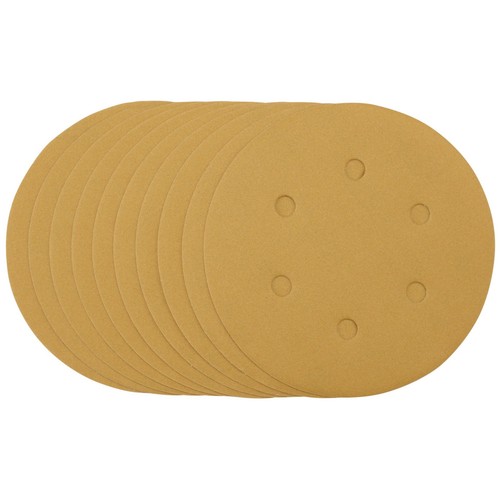 Draper Gold Sanding Discs Hook & Loop 150mm 320 Grit 6 Holes 10 Pack ...