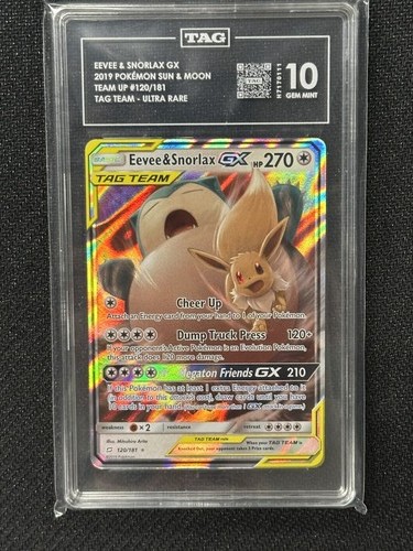 Eevee Snorlax GX Pokemon Team Up Tag Team Ultra TAG 10 H7170111 PSA ...