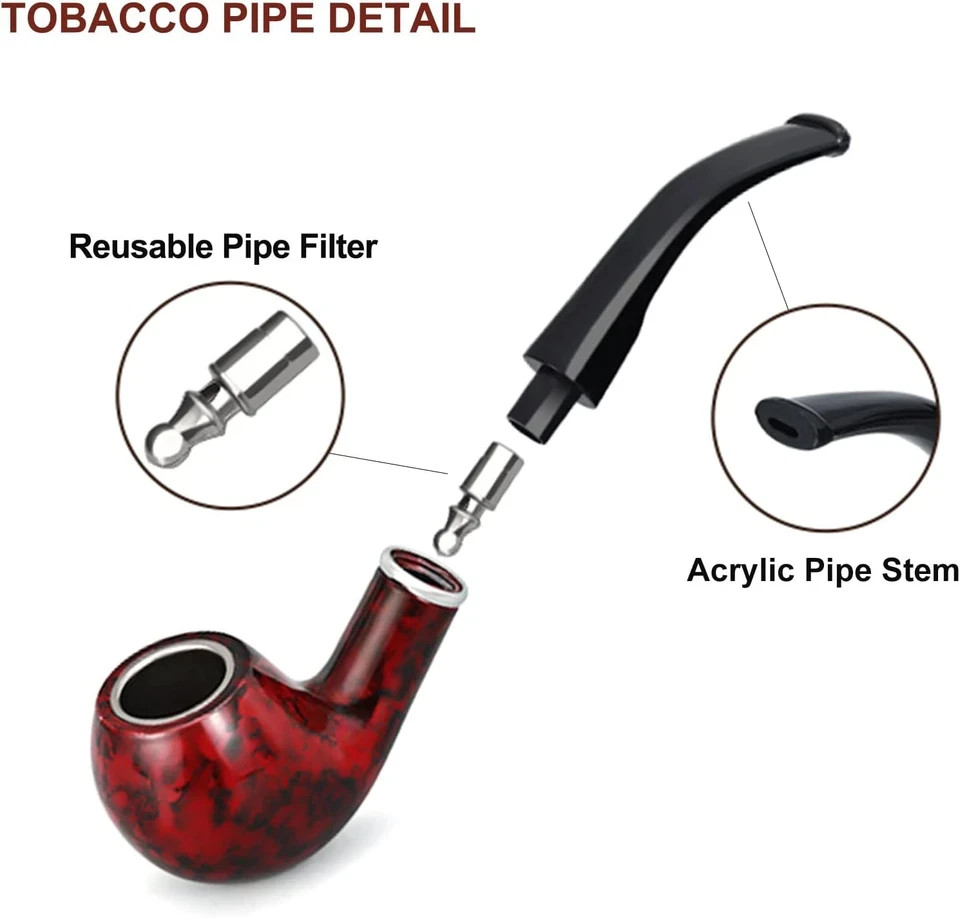 Tobacco Pipe, Classic Smoking Pipe with Foldable Pipe Stand, Bent ...