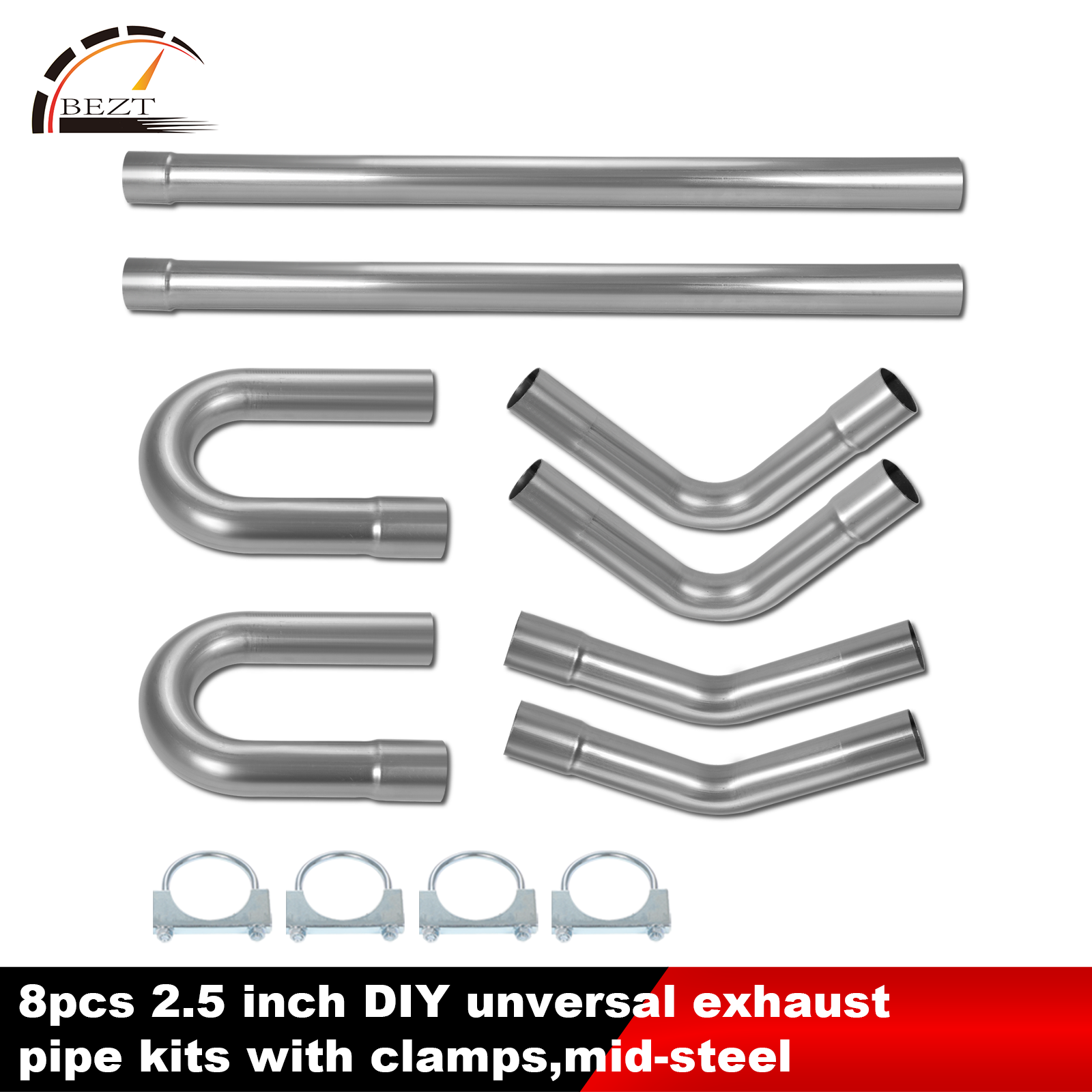 8Pcs 2.5" DIY Universal Mild Steel Custom Mandrel Exhaust Pipe Bend Kit ...