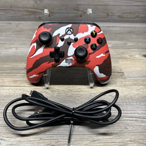 Xbox One Controller Power A Red Camouflaged Controller with Charging ...