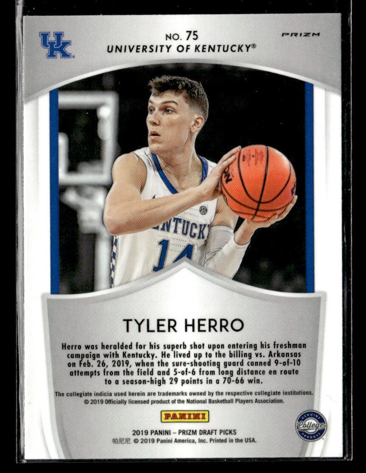 2019 Panini Prizm Draft Picks #75 Tyler Herro Prizms Orange RC | eBay