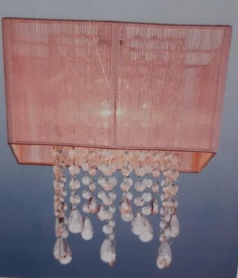 Pink Cube Ceiling Pendant LightShade with pink+clear Jewel Droplets ...