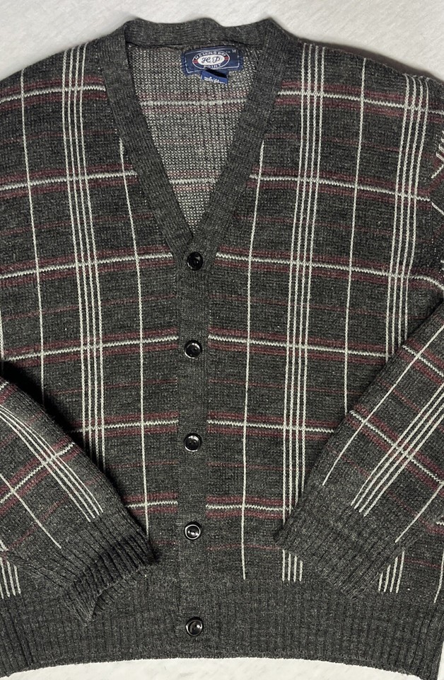 Vintage Hemingway Point Cardigan Sweater Wool Blend 5 Buttons Striped ...