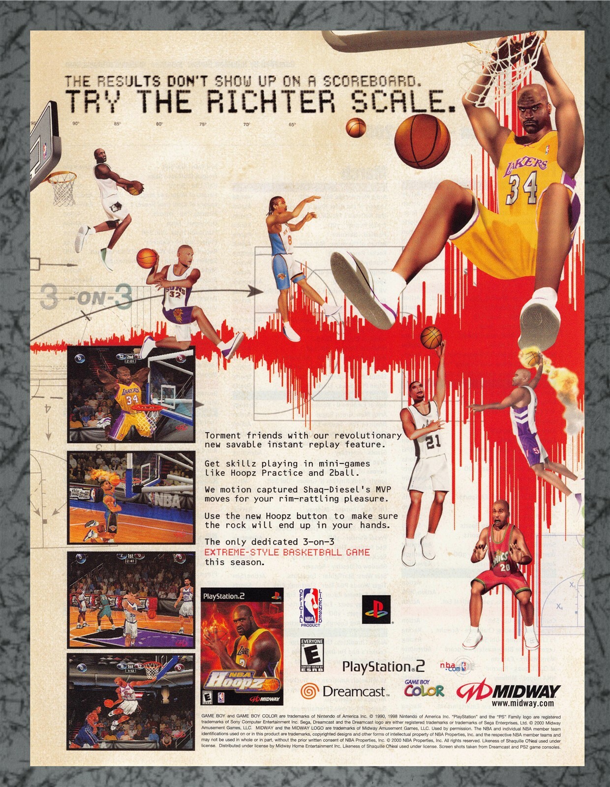 NBA Hoopz Shaq PS2 Dreamcast GameBoy Color Midway 2000 Print Ad Art | eBay