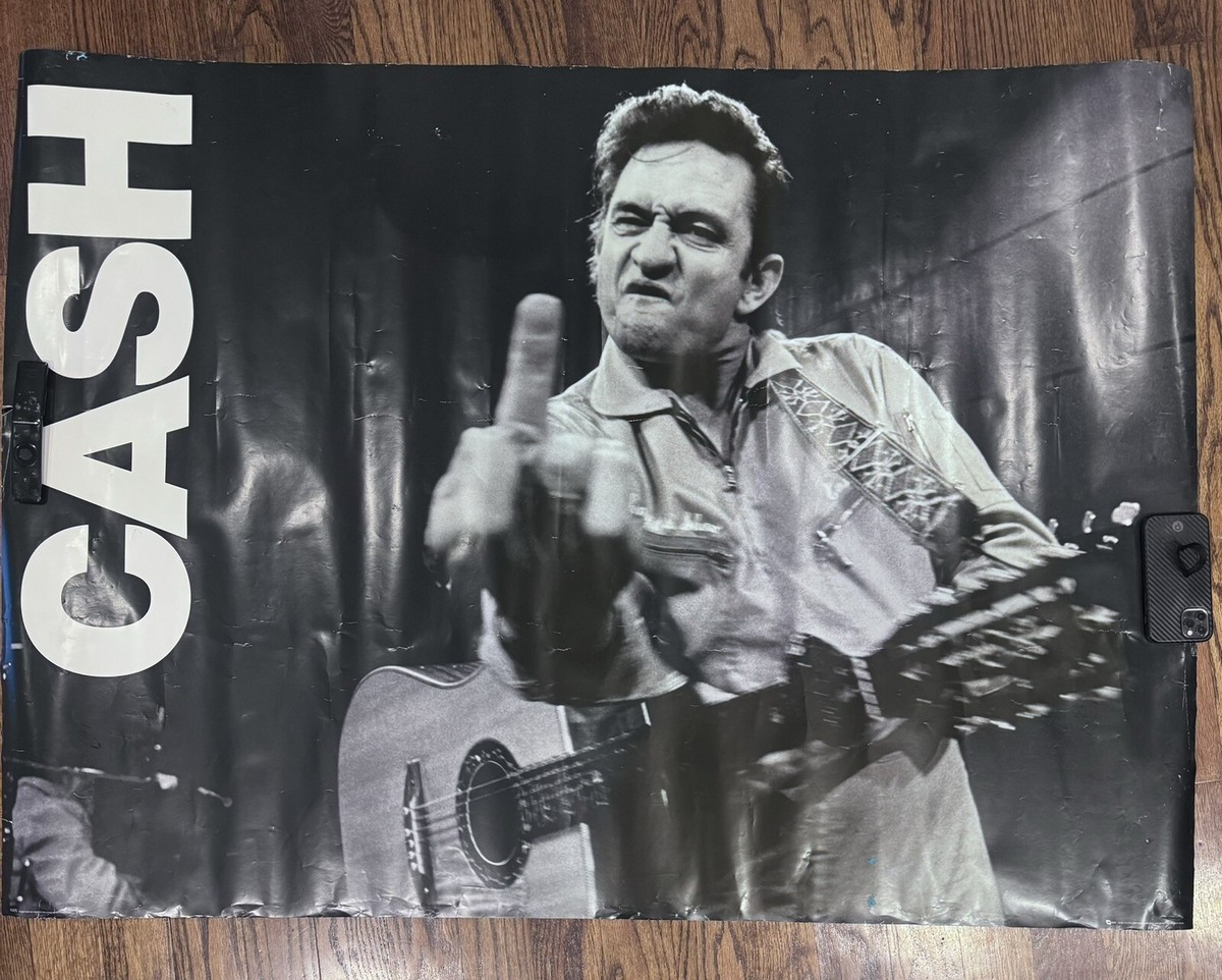 Johnny Cash Middle Finger Poster Framed