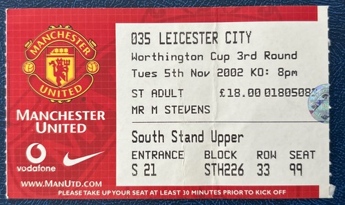 2002 Manchester United Leicester City Worthington Cup Football Match ...