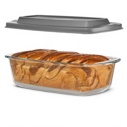 LARGE 7.6 Cups/1800 ML/1.9 Qt Glass Loaf Pan with Lids - Meatloaf Pan ...