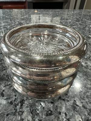 Vintage Leonard Italy Glass & Silver Plate Coasters, Set Of 4 | eBay