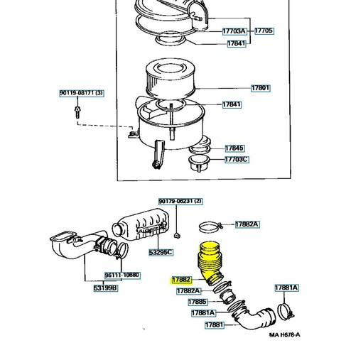 TOYOTA GENUINE 17882-17010 HOSE, AIR CLEANER, NO.2 OEM 1788217010 | eBay