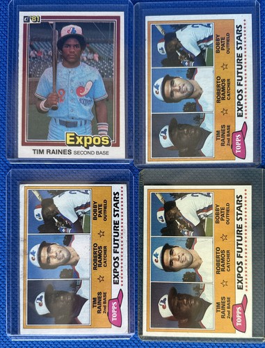 Lot (4) 1981 Topps #479 & Donruss #538 Tim Raines Expos Rookie Cards RC ...