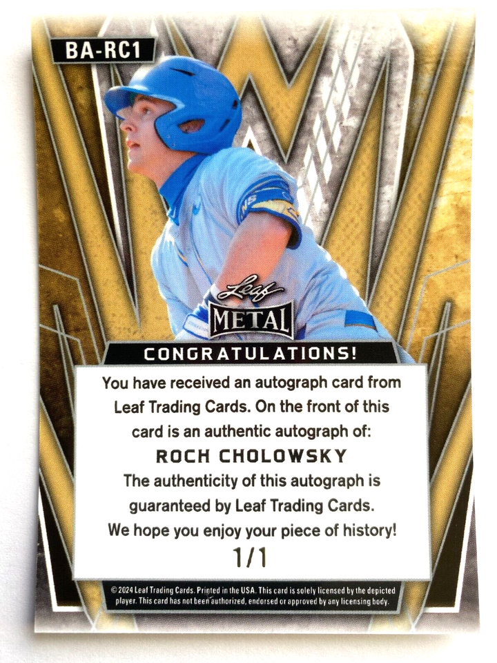 2024 Leaf Metal Gold Pulsar #RC1 Roch Cholowsky Autograph #1/1 | eBay