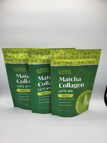 2 Karma Kitchen Matcha Collagen Latte Mix Vanilla Calm Energy & Focus 7 ...