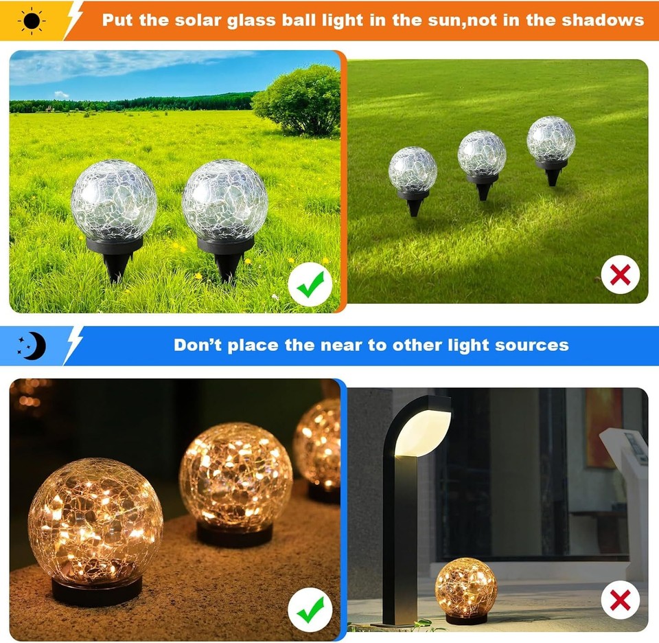 Solar Globe Lights Outdoor Waterproof-Solar Balls-Solar Garden Lights ...