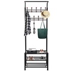 18 Hooks Metal Coat Hat Rack Shoe Shelf Stand Cloth Hanger Holder ...