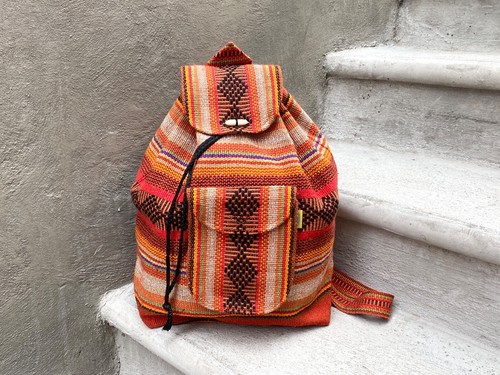 Backpack Boho Orange Mochila Ethnic Bag Mexican Hippie Shoulders Morral ...