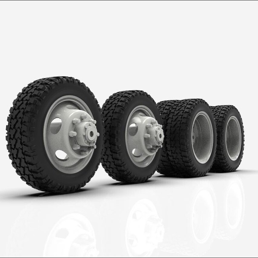 1:25 F450 Dually Wheel Set Unpainted With Standard Tires. 30mm tire ...