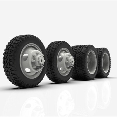 1:25 F450 Dually Wheel Set Unpainted With Standard Tires. 30mm tire ...