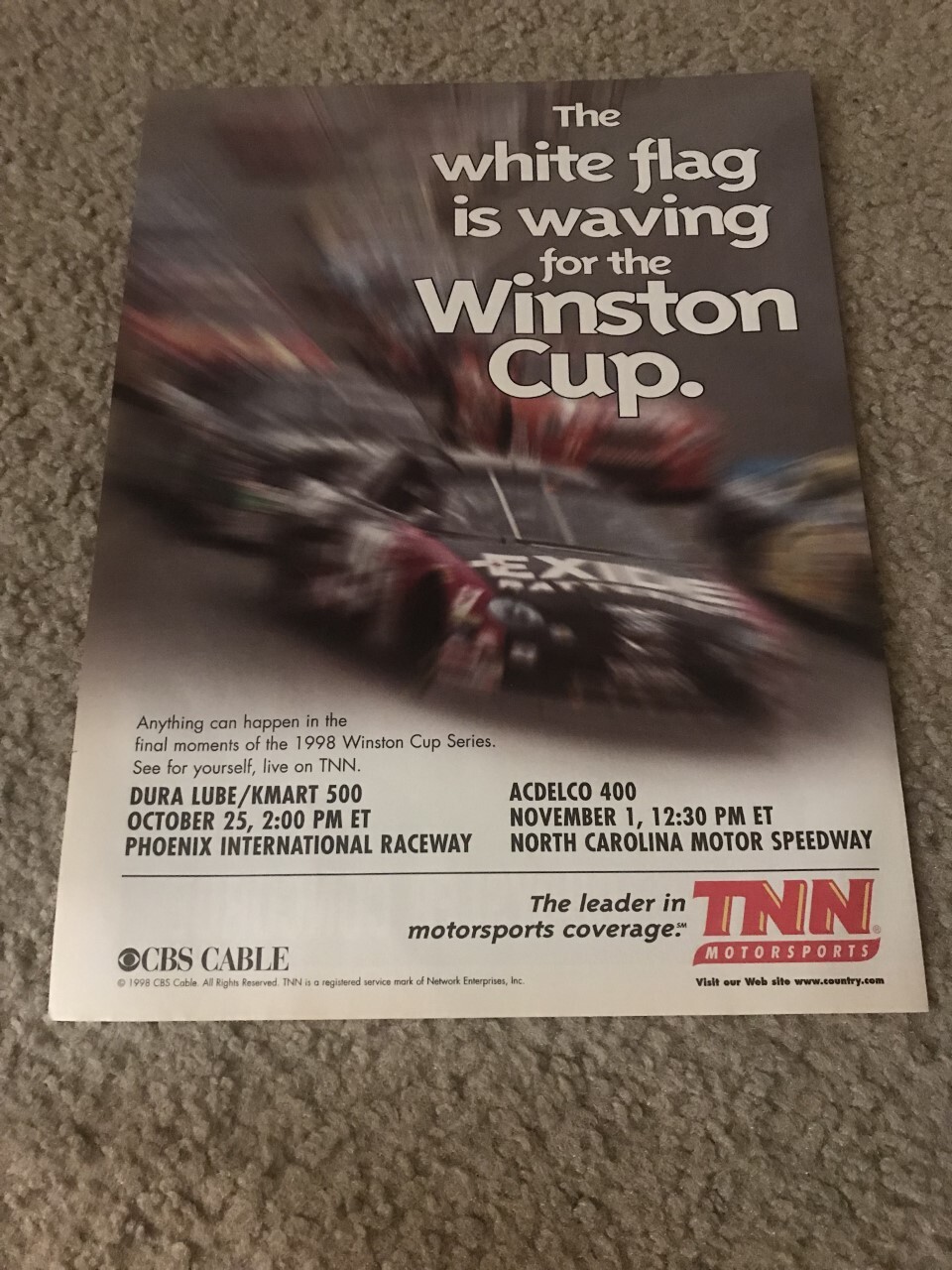 Vintage 1998 NASCAR WINSTON CUP DURA LUBE KMART 500 AC-DELCO 400 On TNN ...