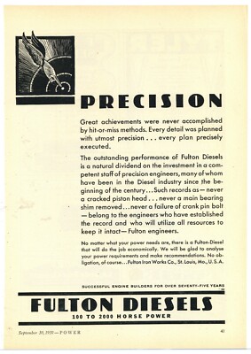 1930 Fulton Iron Works Co. Ad: Fulton Diesel Engines to 2000 hp - St ...