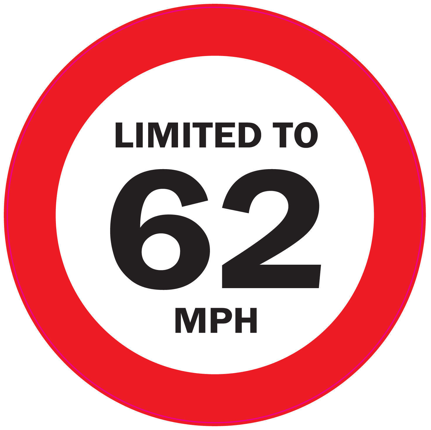 sticker vinyl decal car truck speed limit limited to 62 mph restriction ...