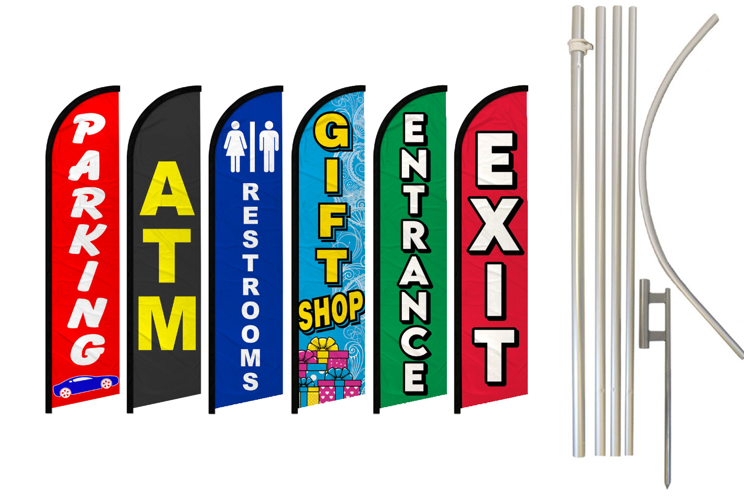 Event Signs Full Curve Windless Swooper Flag Pole Kit ATM Exit Parking ...