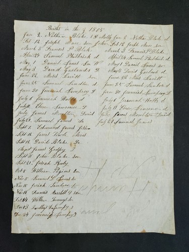 1805 antique BIRTH RECORDS hampton nh manuscript BLAKE JAMES SANBORN ...