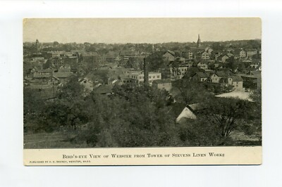 Webster MA Mass antique postcard, Birdseye View, mix of housing ...