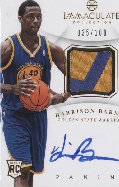 2012-13 Panini Immaculate Collection - Autograph Patch #AP-HB Harrison Barnes /100 (AU, MEM, RC ...