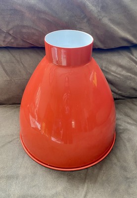 Red Enamel Metal Dome Lamp Light Shade Pendant Industrial Style 10-1/2 ...