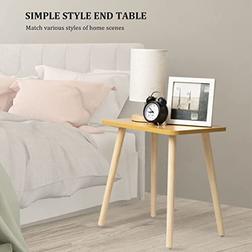 Set of 2 Modern End Tables Wooden Leg Side Tables for Small Spaces ...