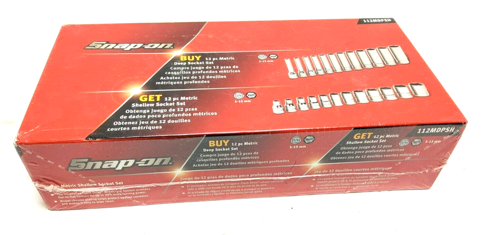 NEW Snap-on 24pc 1/4"dr 6-point METRIC Shallow Deep Socket Set 112TMMY ...