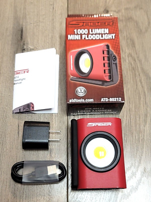 ATD SABER 1000 Lumen Mini Rechargeable Flood Light Flashlight w/Mag ...