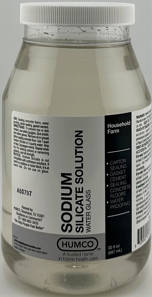 Humco Sodium Silicate Solution 30 oz WATER GLASS GASKET SEALING ...