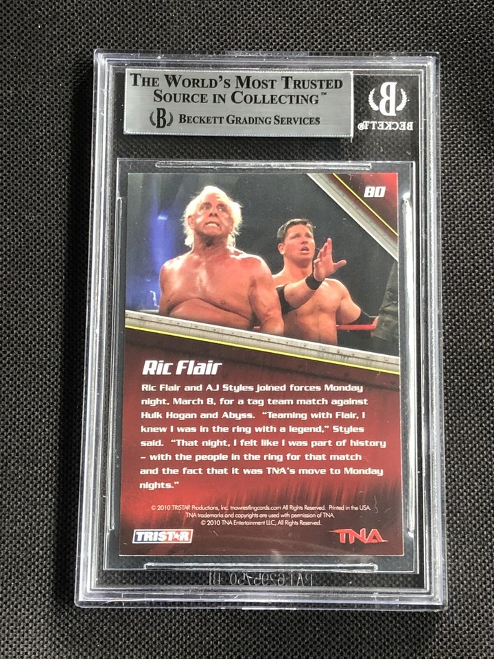RIC FLAIR 2010 TRISTAR TNA NEW ERA SIGNED AUTOGRAPHED CARD BECKETT BAS ...