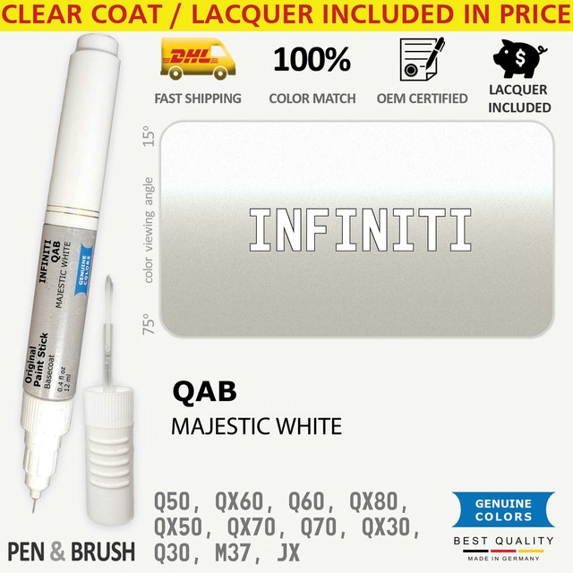 QAB Touch Up Paint for Infiniti White Q50 QX60 Q60 QX80 QX50 QX70 Q70 ...