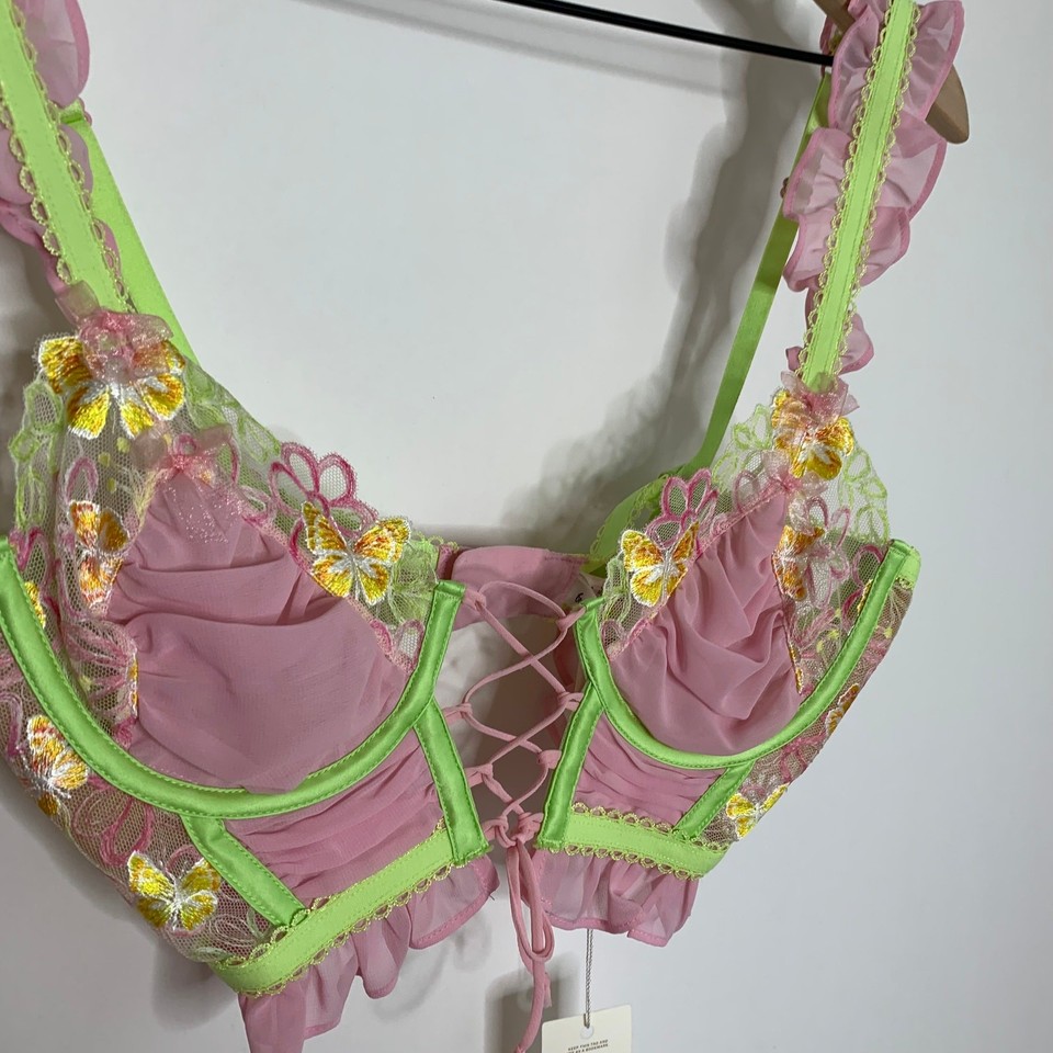 For Love & Lemons Sunset Butterfly Ruffle Bustier Bra Womens XS New VS ...