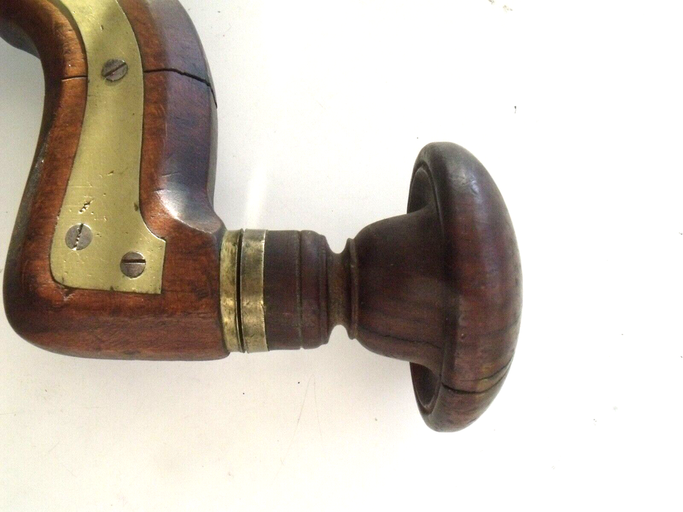 Antique Wood & Brass Bit Brace Hand Drill | eBay