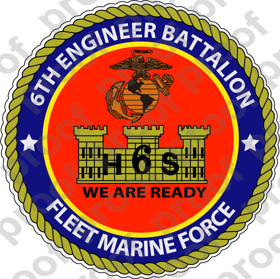 STICKER USMC UNIT 6TH ENGINEER BATTALION v1 oo USMC Lisc# 20187 | eBay