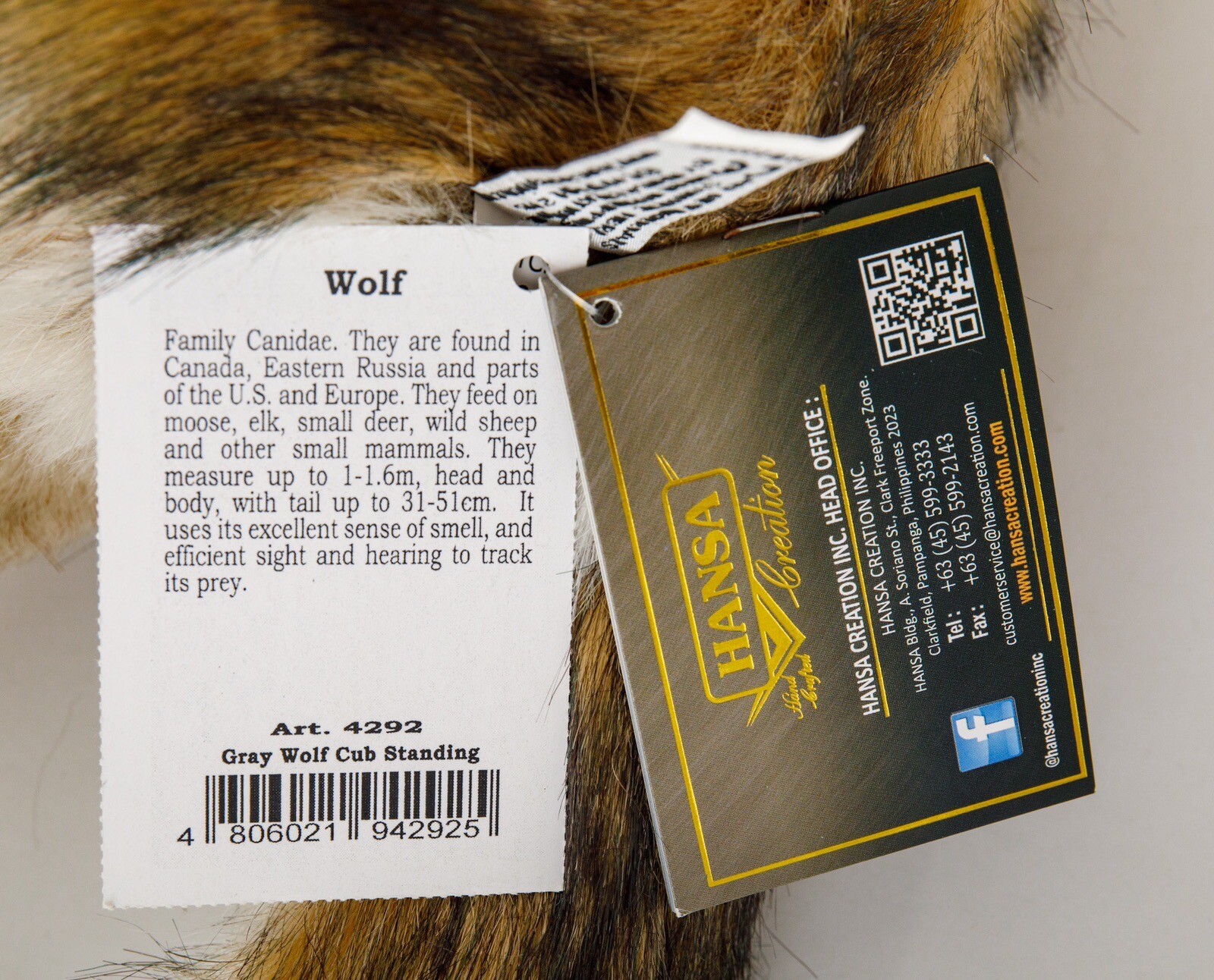 Hansa Standing Wolf Cub Plush Stuffed Animal 4292 for sale online | eBay