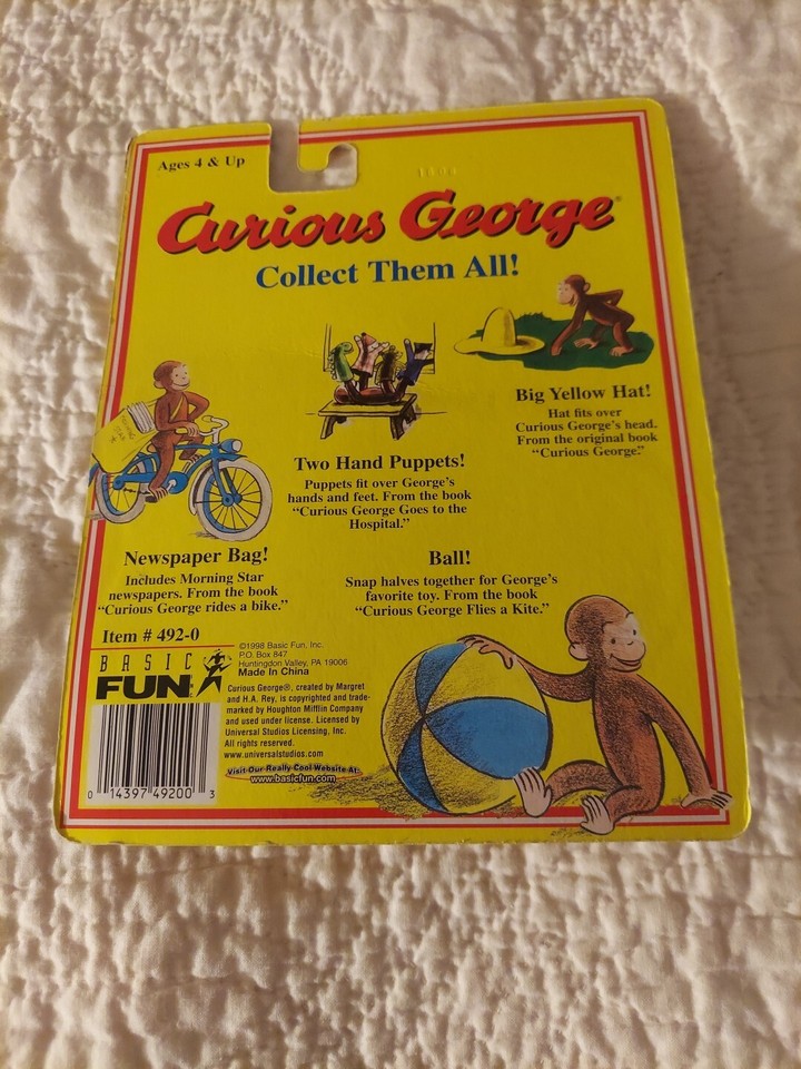 Vintage Curious George Keychain Basic Fun NEW in Package 1998 Comes ...